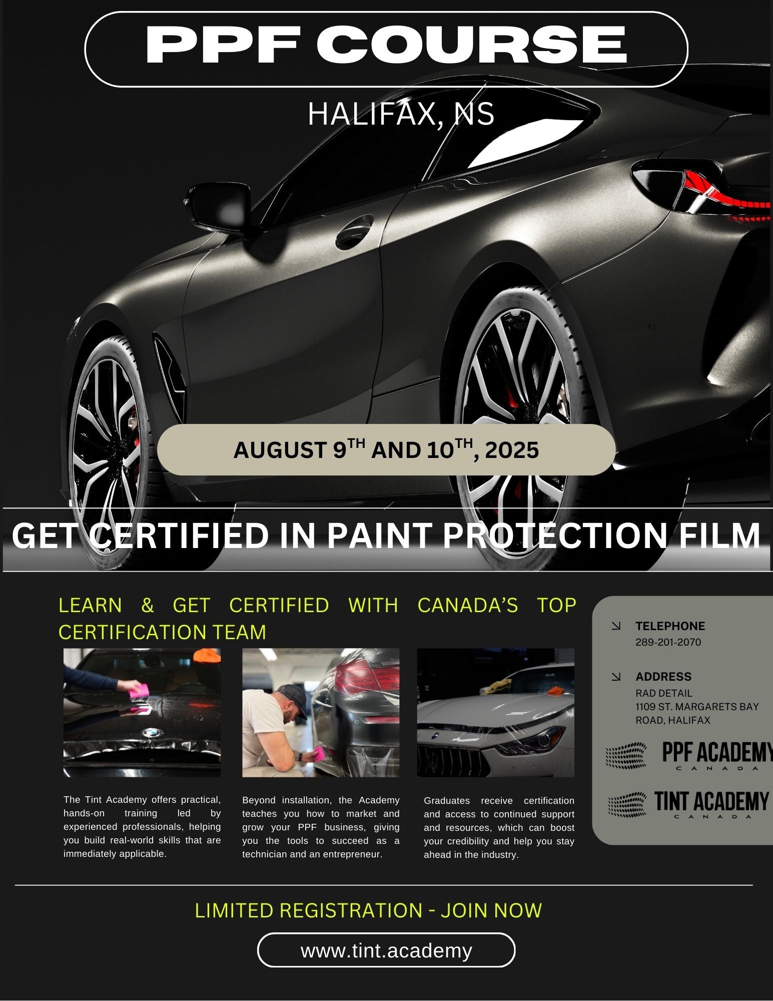 Learn PPF & Windshield Protection Film in Halifax – August 9th & 10th!